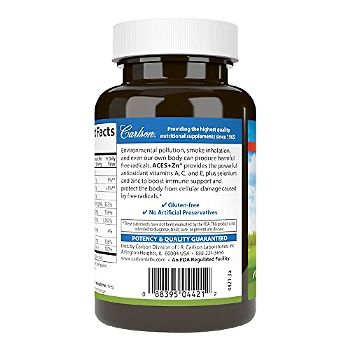 Carlson - ACES + Zn, Vitamins A, C, E + Selenium & Zinc, Cellular Health & Immune Support, Antioxidant, 120 Softgels