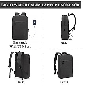 VASCHY 17 inch Laptop Backpack for Men with USB Port Lightweight Slim Business Backpack