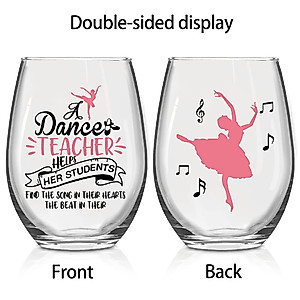 Pishovi Dance Teacher Wine Glass with Gift Box, Funny Dance Teacher Gifts for Instructor Women Wife Mom Sister, Birthday Gifts for Dance Teacher, Creative Gifts for Dancers