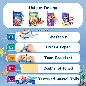 Ailiserno Cloth Books Toy 4 Set -- Sensory Touch Learning Shower with Crinkle Cloth Book for Baby and Toddlers