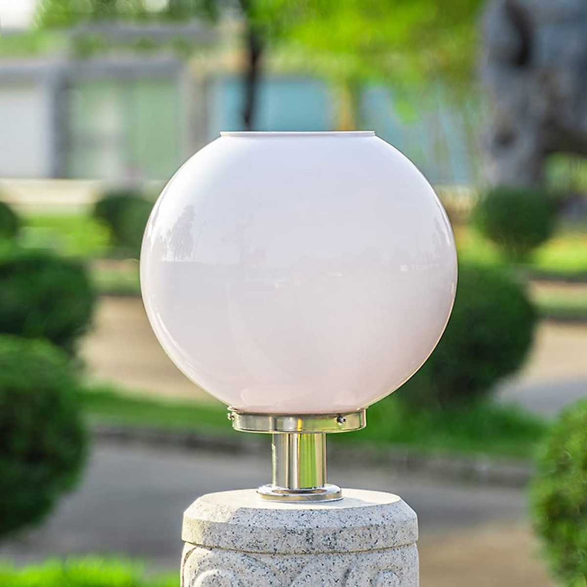 Pcqre Creative Acrylic Landscape Light Outdoor Solar Globe Column Light Double Color Waterproof Pillar Lamp Villa Garden Post Lantern Lawn Street Lamp E27 Pole Lamp (Size : Height-25cm)