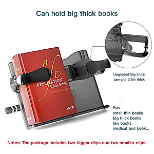Book Stand with Light ZZWS Adjustable Book Holders for Reading Hands Free Textbook Stand for Cookbook Law Book Music Books Portable Bookstand with Page Clips Gift for Booklovers