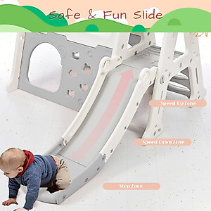 Merax Triangle Climber with Slide, 7-in-1 A-Frame Climber Toddler Slide with Art Easel and Basketball Hoop, Indoor Climbing Toys for Toddlers 1+