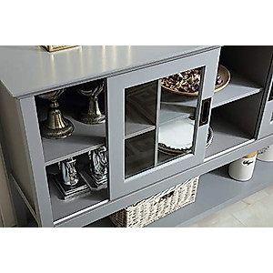 Mixcept 55" Modern and Contemporary Sideboard Buffet Cabinet Wood Console Table Storage Cabinet with Sliding Doors Kitchen Dining Room Furniture, Gray