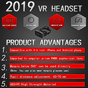 VR Headset with Remote Controller,3D Glasses Virtual Reality Headset for VR Games & 3D Movies, VR Headset for iPhone & Android Phone,VR Glasses Suitable for Kids and Adults