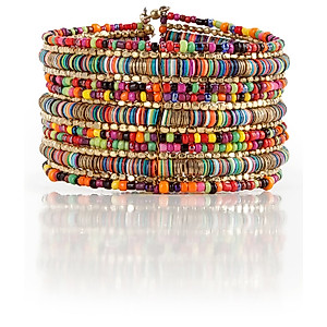 SPUNKYsoul Bohemian Multi-Colored Sequin Gold Cuff Bracelet Collection