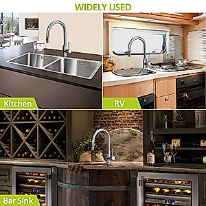 KINSE Kitchen Sink Faucet with Put Down Sprayer, Single Handle Kitchen Sink Faucet with High Pressure Blade Mode, High Arc Stainless Steel Single Level Faucet for Kitchen RV Bar Sink