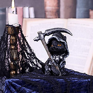 Nemesis Now Amara Grim Reaper Feline Cat Figurine, Resin, Hand-Painted, Gothic Decor, 10.2cm