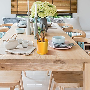 DOITOOL Ceramic Dishes Plastic Kitchen Utensil Holder Utensil Crock Cutlery Holder Spoon Spatula Holder Utensil Caddy Organizer for Kitchen Countertop Yellow Spoons Silverware