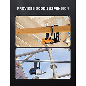 Pneumatic Tool Rafter Hook Hanger with 1/4 Inch & 360° Swivel Air Fitting, Lightweight Aluminum Air Tool Organizer Holder, L Shaped Hook for Air Nailer, Air Hammer, Air Blow Gun