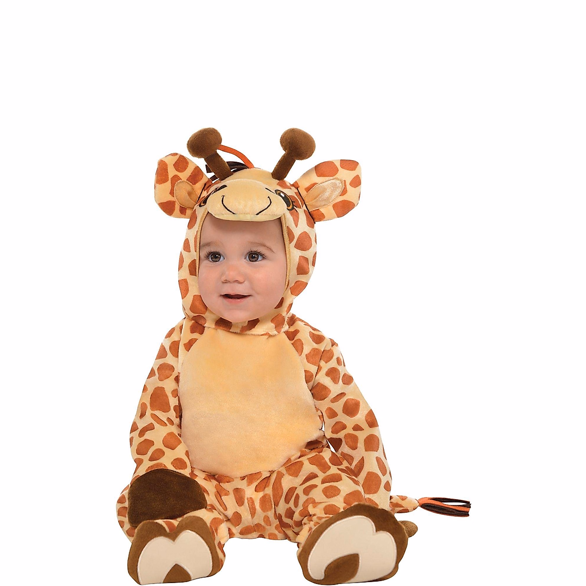 Amscan Junior Giraffe Halloween Costume for Babies, 12-24 Months, with Spotted Jumpsuit, Hood and Hoove Booties Multicolor