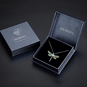 Dragonfly Moonstone Necklace 925 Sterling Silver Dragonfly Pendant Necklaces for Woman Sister Best Friend Dainty Cute Animal Delicate Jewelry Birthday Christmas Gift