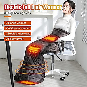 Heated Leg Warmer & Hand Warmer, Electric Lower Body Heated Wrap Therapy Wearable Heating Blanket for Circulation, Foot Warmer Under Desk, 6 Heat & 7 Timer Settings