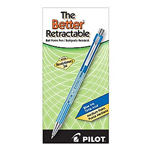 PILOT The Better Ball Point Pen Refillable & Retractable Ballpoint Pens, Medium Point, Blue Ink, 12-Pack (30006)