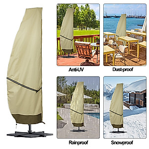 Outdoor Patio Banana Umbrella 600D Waterproof Cover for 9-13 FT Offset Cantilever Banana Umbrella (Beige)