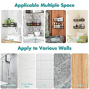 Corner Shower Caddy, 5-Pack Adhesive Shower Organizer, Wall Mounted Bathroom Organizer with Soap Holder, Toothbrush Holder, Shower Rack Bathroom Storage Accessories, Shower Shelves for Inside Shower