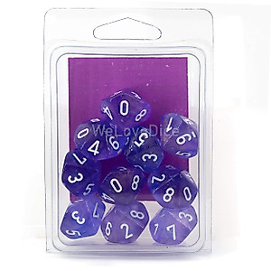 Chessex Borealis Purple/White Luminary Set of Ten d10s (27377)