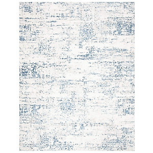 SAFAVIEH Amelia Collection Area Rug - 8' x 10', Ivory & Blue, Modern Abstract Design, Non-Shedding & Easy Care, Ideal for High Traffic Areas in Living Room, Bedroom (ALA700A)