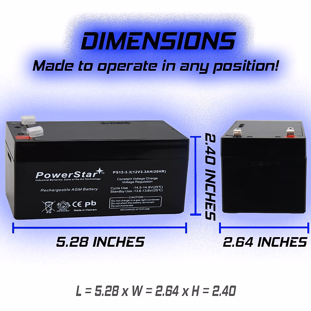 PowerStar Battery Replaces BP3-12 BP3.6-12 CF12V2.6 CFM12V3 CP1232 12V 3AH SLA