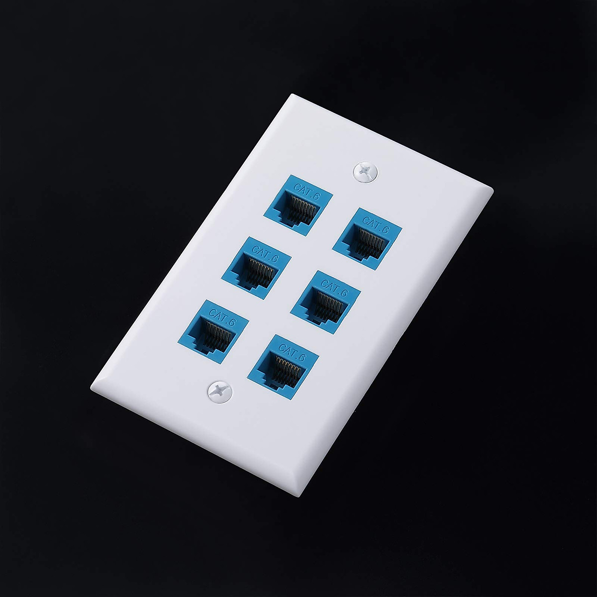 Weewooday 2 Pcs RJ45 Wall Plate 6 Port Ethernet Wall Plate Cover Cat6 Female to Female Jack Inline Coupler Ethernet Cable Faceplates for Cat5 Cat5e Cat6