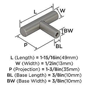 Amerock | Cabinet Knob | Sterling Nickel | 1-15/16 inch (49 mm) Length | Bar Pulls | 10 Pack | Drawer Knob | Cabinet Hardware