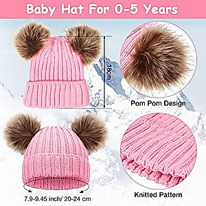 4 Pack Kid Winter Pompom Hat Knitted Ski Beanie Hat Beanie Cap Warm Infant Toddler Hat for Girls Boys 1-6 Years Old