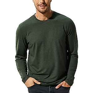MIER X-Sofort Men's Long Sleeve Tee Shirts for Workout, Running, Gym, Athletic Buttery Soft Crew Neck Lightweight Dry Fit T-Shirts, Dark Green Heather, M