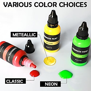 28-Color Airbrush Paint Set (30 ml) – Water-Based Acrylic, Ready-to-Spray Opaque, Pearl, and Neon Colors for Beginners, Hobbyists, and Artists