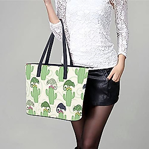 Womens Handbag Cactus Leather Tote Bag Top Handle Satchel Bags For Lady