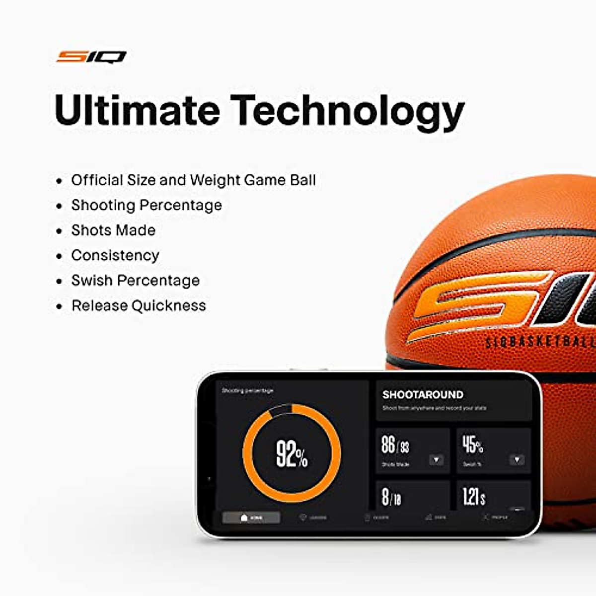 SiQ Smart Basketball, App, and Sensor | Shoot Better Now – Proven Results. Kids to Pro | Next-Gen AI Shot Analyzer, Realtime Shooting Coaching, Pro Leather Ball - ‎Men’s Size 7 + 12M Subscription