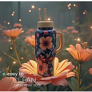 Coldest 40 oz Tumbler with Handle and Straw - 100% Spill Proof Tumbler with Straw (3 Lids) - Stainless Steel Insulated Leakproof Tumblers for Women & Men - Cup Holder Friendly - 36 oz (Lily Nova)