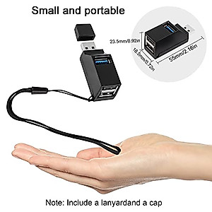 QIANRENON USB Hub 90 Degree Splitter 3 Port USB 3.0 Adapter Portable Powered Data USB Hub Transfer for PC Laptop USB Flash Drives，Black