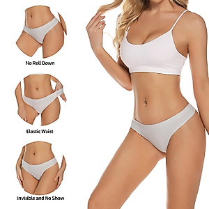 Jaywan Seamless Thongs Underwear for Women Breathable Stretch Thong Panties No Show Thong 6 Pack S-XL