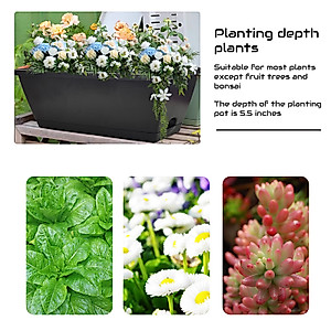 QPEY Window Box Planter, 10 Pack 17 Inch Plastic Flower Box with Tray Rectangular Planters for Outdoor Indoor Plants Garden Home Decor (Black)