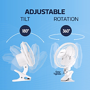 NEXAIR 6-Inch Clip on Fan,360 Degree Rotation,Two Speed Portable Clip Fan With Strong Clamp Grip,Quiet Operating Desk Fan Made Of Durable Material,Great For Bedroom,Office,Living Room NF001-WH-Q