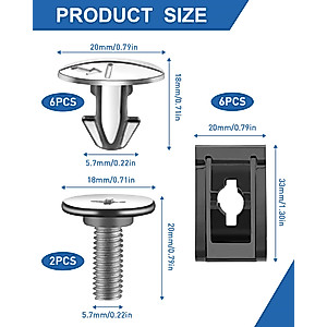 Vomika Lower Engine Cover Pin Screws - Premium Radiator Access Cover Pin Clips, Splash Shield Bolt Screw Fastener Clip - 14 Pieces, Compatible with Honda Civic, Accord, CRV, Acura