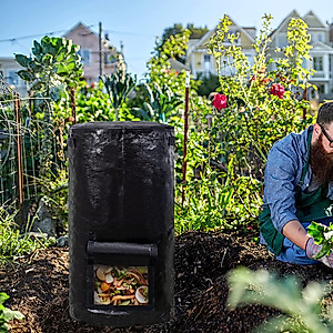 34 Gallon Garden Compost Bin Bag, Reusable Organic Fertilizer Fermented Bag with Lid,Collapsible Leaf Lawn Bags Gardening Container (Black)