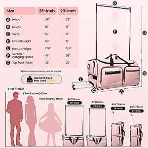 Fanwoli 28" Dance Bag with Garment Rack | Upgraded Stable System & Fabric | More Lightweight & Wear-Resistant | Ideal Competition Duffle Bag for Dancers Livestreamer Athletes