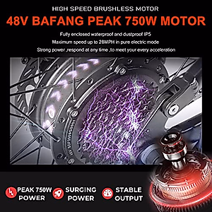 Electric Bike with BaFang Motor 750W Peak, Full Suspension Ebike, Electric Bike for Adults, Electric Mountain Bicycle with 13Ah Battery,27.5'' E-MTB, Professional 9-Speed Gears