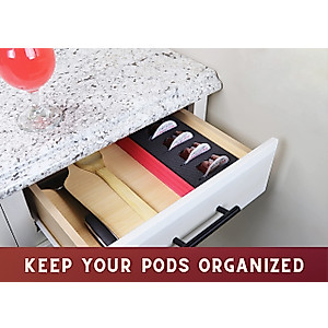 Polar Whale Cocktail Capsule Drawer Organizer Tray Red and Black Foam Insert Compatible with Bartesian for Kitchen Home Bar Party Waterproof Washable 6 Compartment 4.5 x 11.75 Inches
