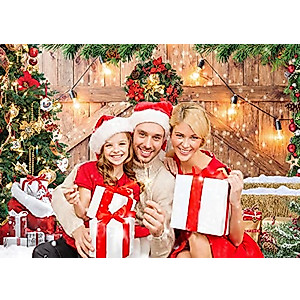 CYLYH 7x5FT Christmas Barn Wood Door Photography Backdrop Xmas Tree Snow Gift Wall Floor Party Photo Background for Holiday New Year Party Banner Family Holiday Party Supplies D554