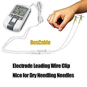 Electrode Wire for Dry Needling Needles - BesCable 20pcs TENS Leading Wires with Alligator Clips for TENS Unit Physiotherapy Machine - 2.0mm Pin Female to Alligator Clip Cable