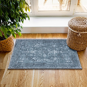 RugOver Machine Washable Area Rug, Pet-Friendly and Non-Slip Indoor Carpet for Kitchen, Bathroom, Living Room, Home Floor Decoration (Spruce/Stone, 2' x 3')