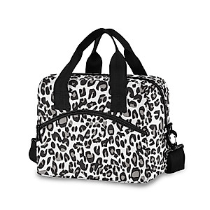 Black And White Leopard Lunch Tote Bags for Women Leakproof Lunch Bag lunch Box Lunch Cooler Bag(6te6b)