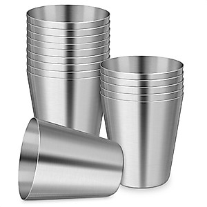 30 ml Stainless Steel Shot Glasses Drinking Vessel - 15 Pcs Outdoor Camping Travel Coffee Tea Cup, Silver Cup - Unbreakable Metal Shooters for Whiskey Tequila Liquor Great Barware Gift