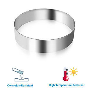 RHBLME 4PCS Cake Ring 8 Inch, Round Cake Rings for Baking, 304 Seamless Stainless Steel Mirror coating Mousse Mould, No Welding Seam Cheese Cake Mousse Ring (2-Inch Height)