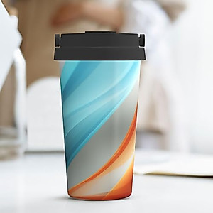 WANGXUEE Abstract Circle Swirl Print 500ml Stainless Steel Travel Tumbler Double Wall Vacuum Insulated Coffee Mug