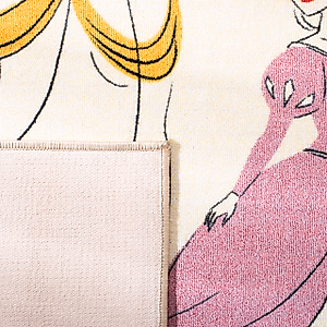 SAFAVIEH Disney Princess Collection Machine Washable Slip Resistant 5' x 7' Ivory/Pink Assurance Kids Bedroom Nursery Playroom Area Rug