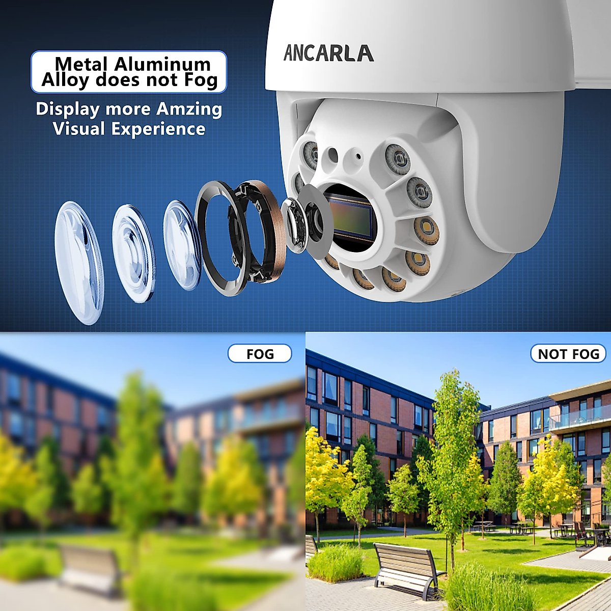 Security Camera WIFI Wireless 360° View Smart Home Surveillance Cameras with Motion Detect,Color Night Vision,Two Way Talk,Human body Auto Tracking,The Camera need to connect to the DC12V power supply
