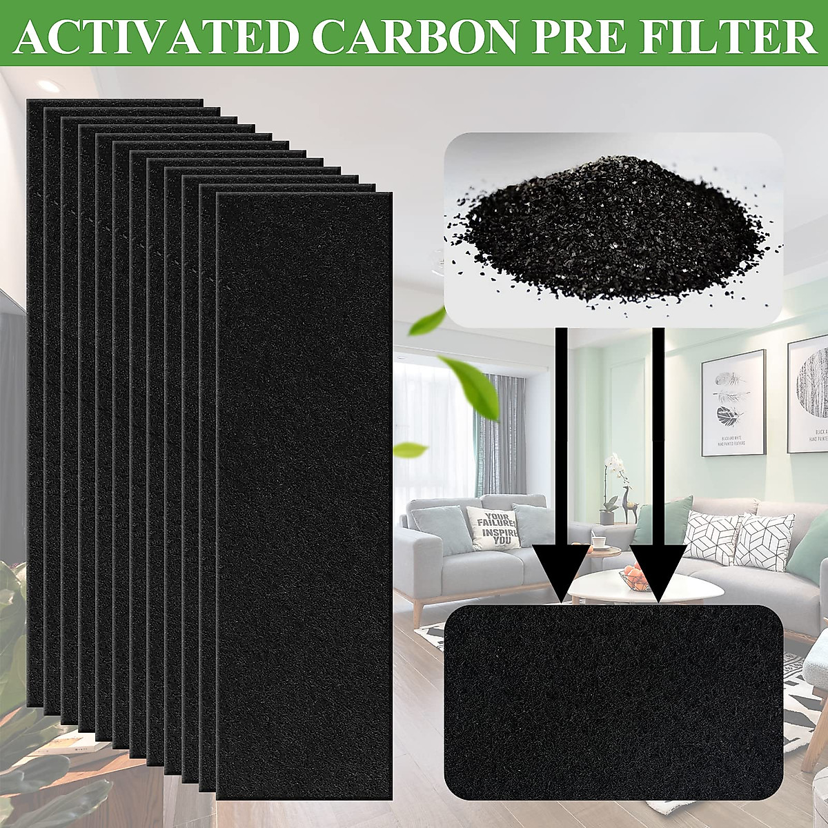 Funmit FLT4825 Filter B Replacement for Guardian AC4825 AC4825E AC4300 AC4800 AC4900 AC4850-3 True Filter + 12 Activated Carbon Pre Filter